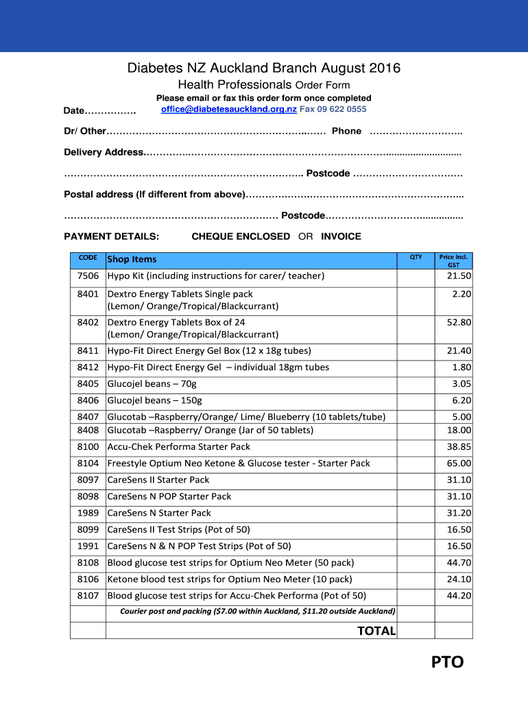Fillable Online Health Professionals Order Form Fax Email Print - pdfFiller