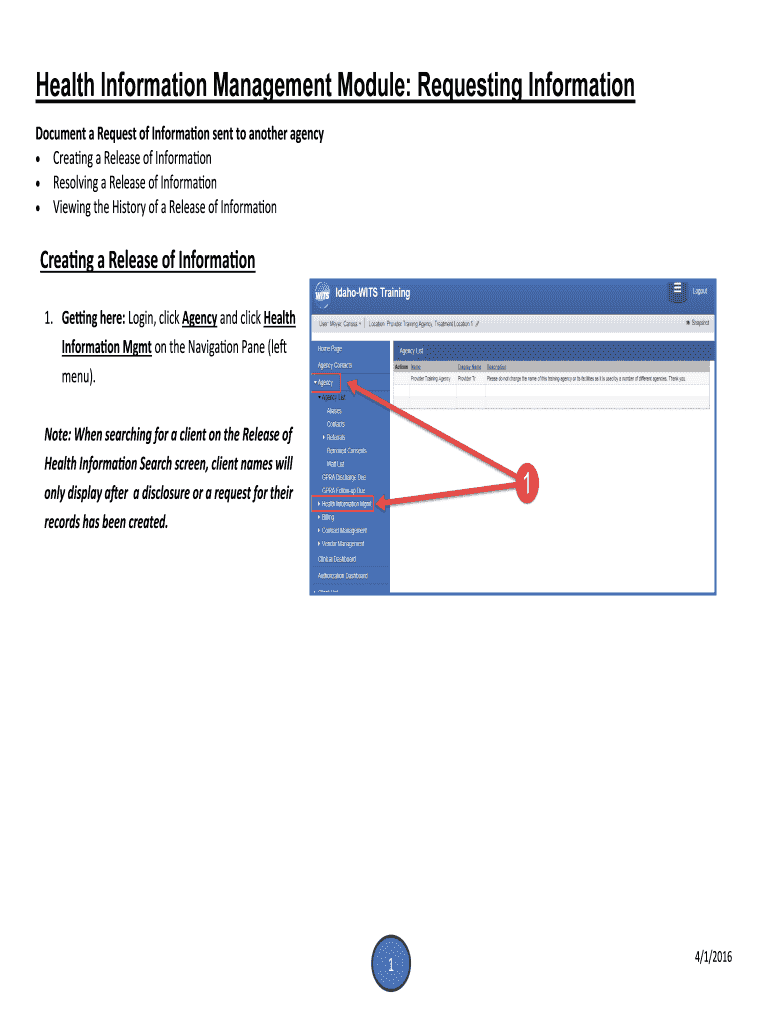 Fillable Online Health Information Management Module: Requesting ...