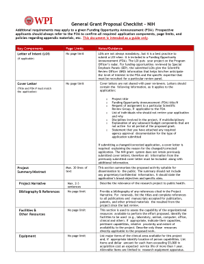 Fillable Online General Grant Proposal Checklist NIH Fax Email Print ...