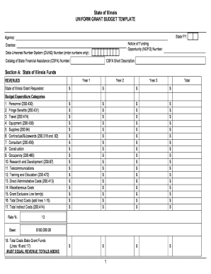 Fillable Online UNIFORM GRANT BUDGET TEMPLATE Fax Email Print - pdfFiller