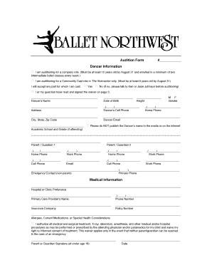 Fillable Online Dancer Information Fax Email Print - pdfFiller