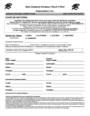 Fillable Online SENIOR DANCING COMPETITION Fax Email Print - pdfFiller
