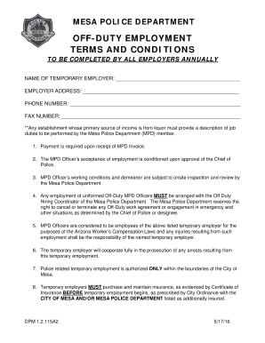Fillable Online OFF-DUTY EMPLOYMENT Fax Email Print - pdfFiller