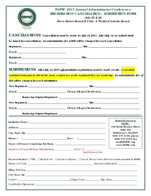 Fillable Online REGISTRATION CANCELLATION / SUBSTITUTION FORM Fax Email ...