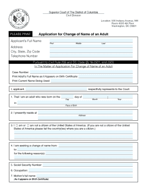 Fillable Online Instructions For Changing the Name of an Adult Fax ...