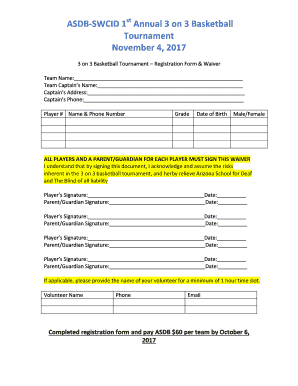 Fillable Online ASDB 3 on 3 basketball touranment form 2017.doc Fax ...