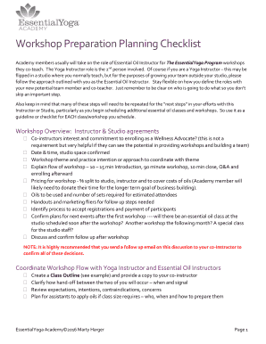 Workshop Planning Checklist - Fill Online, Printable, Fillable, Blank ...