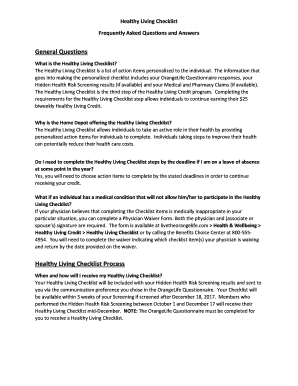 Fillable Online Healthy Living Checklist Fax Email Print - pdfFiller