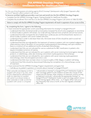 Fillable Online ESA APPRISE Oncology Program Fax Email Print - pdfFiller
