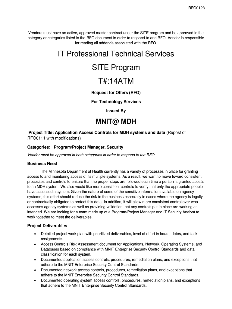 Fillable Online Project Title: Application Access Controls for MDH systems and data (Repost of ...