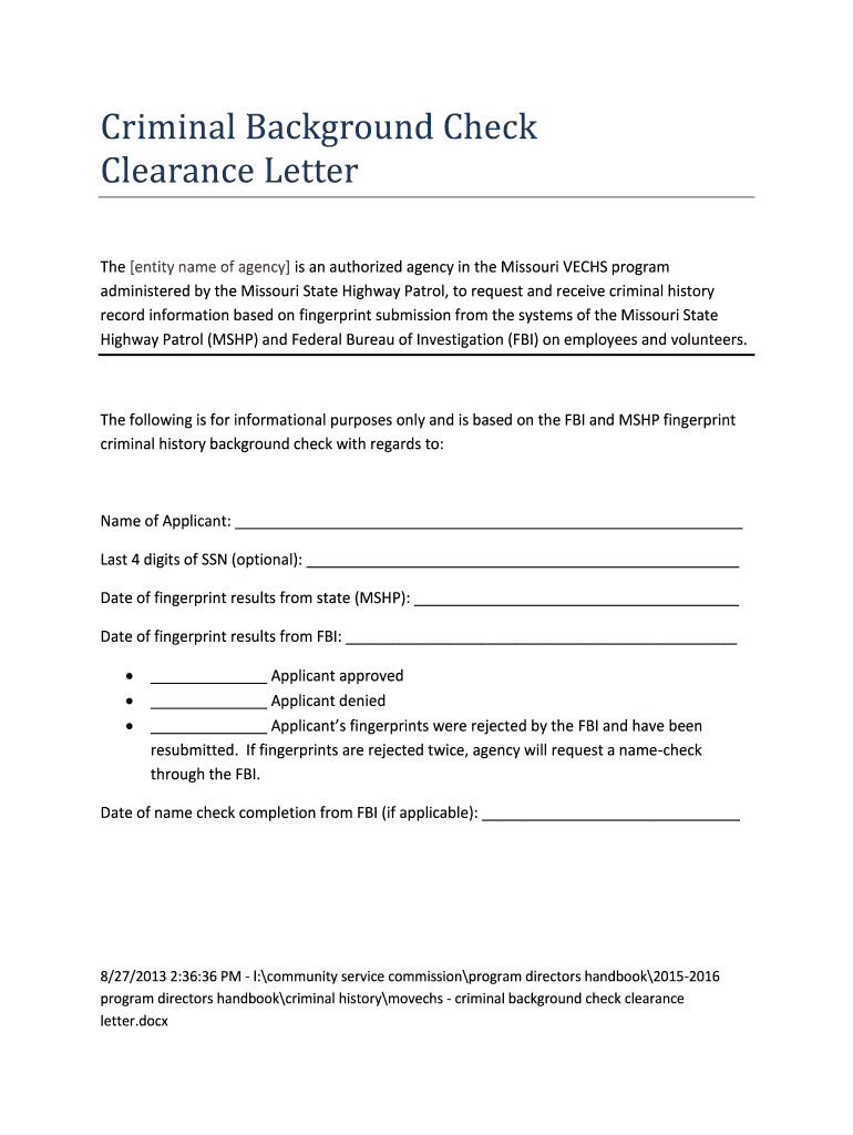 Fillable Online Clearance Letter Fax Email Print - pdfFiller