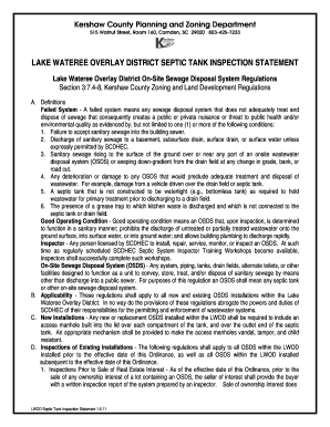 Fillable Online LAKE WATEREE OVERLAY DISTRICT SEPTIC TANK INSPECTION ...