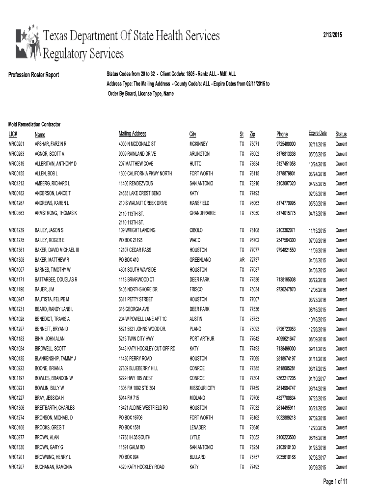 Fillable Online Status Codes from 20 to 32 - Client Code/s: 1805 - Rank ...
