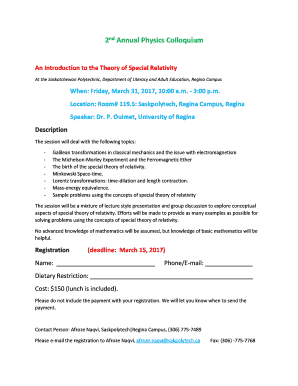 Fillable Online 2nd Annual Physics Colloquium Fax Email Print - pdfFiller