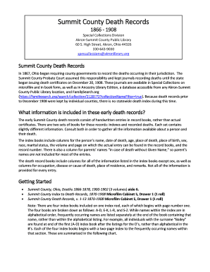 Fillable Online Summit County Death Records Fax Email Print - pdfFiller