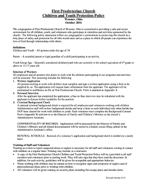 Fillable Online Children and Youth Protection Policy Fax Email Print ...