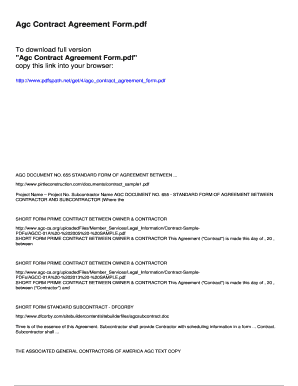 Fillable Online Agc Contract Agreement Form Fax Email Print - pdfFiller