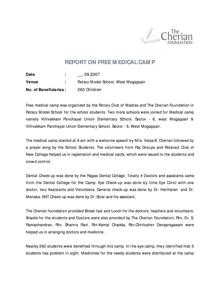 Eye Camp Report Writing - Fill Online, Printable, Fillable, Blank ...