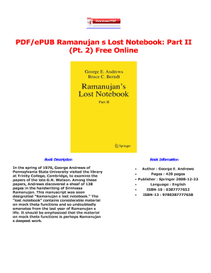 Fillable Online PDF/ePUB Ramanujan s Lost Notebook: Part II Fax Email Print - pdfFiller