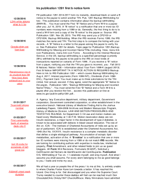 Fillable Online Irs publication 1281 first b notice form Fax Email ...