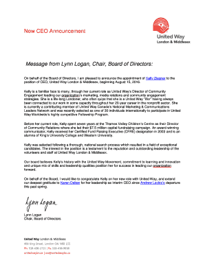 Fillable Online New CEO Announcement Fax Email Print - pdfFiller
