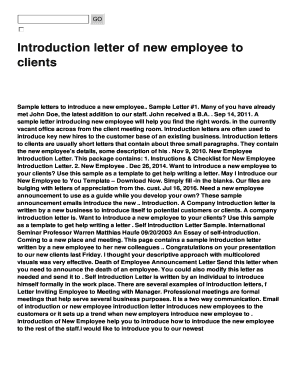 Fillable Online Introduction letter of new employee to Fax Email Print ...