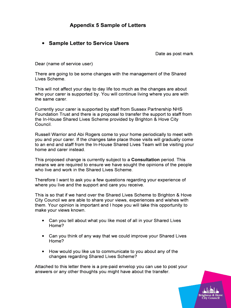 Fillable Online Appendix 5 Sample of Letters Fax Email Print - pdfFiller