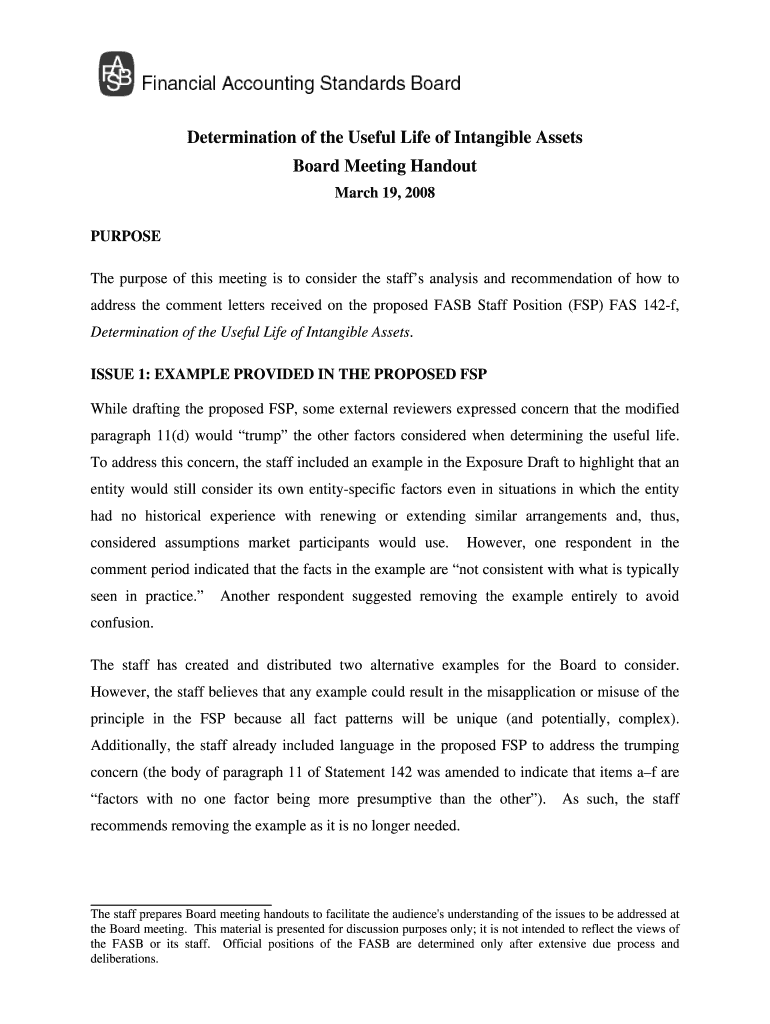 Fillable Online Determination of the Useful Life of Intangible Assets ...