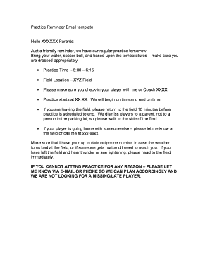 Fillable Online Practice Reminder Email template Fax Email Print ...