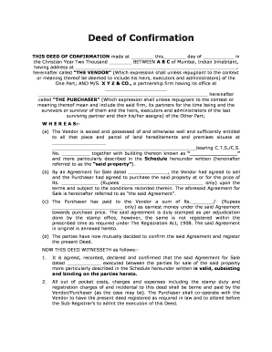Fillable Online Deed of Confirmation Fax Email Print - pdfFiller
