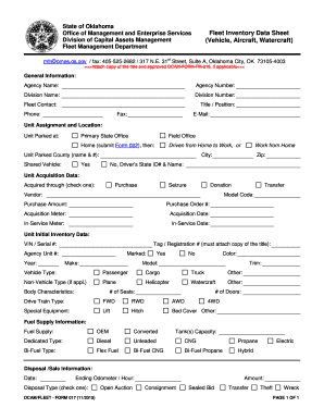 Fillable Online Fleet Inventory Data Sheet Fax Email Print - pdfFiller