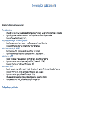 Fillable Online Genealogical questionnaire Fax Email Print - pdfFiller