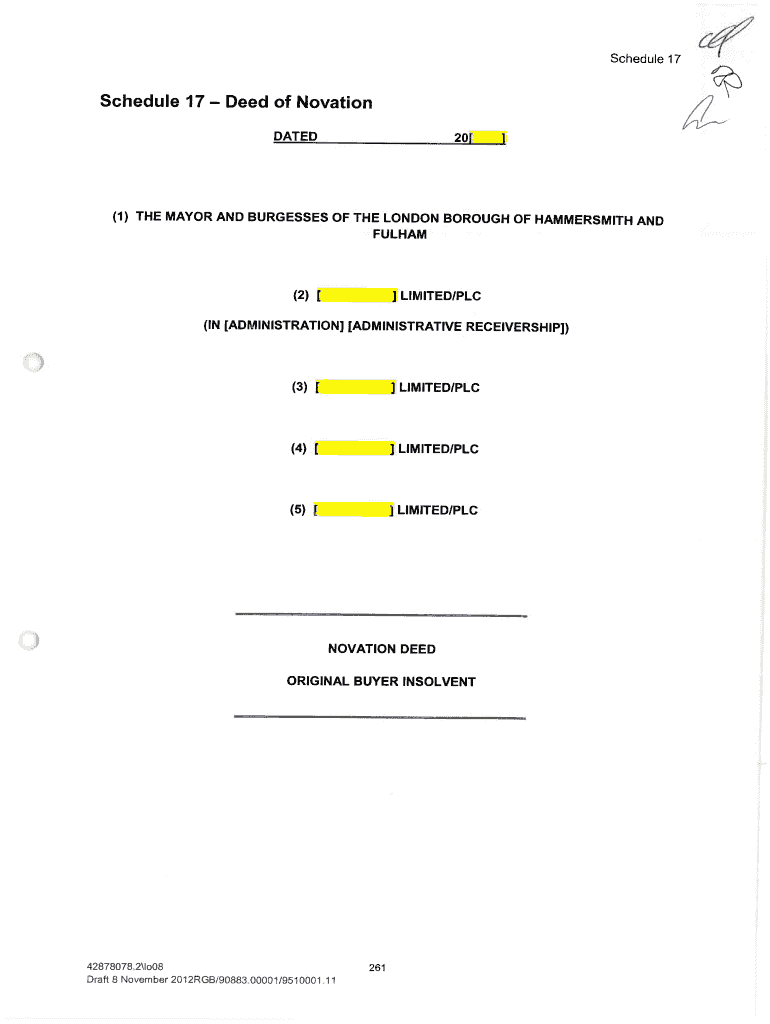 Fillable Online Schedule 17 - Deed of Novation Fax Email Print - pdfFiller