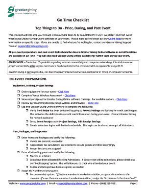 Fillable Online Go Time Checklist Fax Email Print - pdfFiller