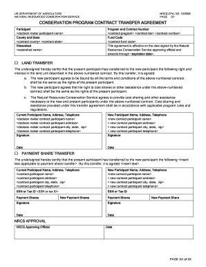 Fillable Online CONSERVATION PROGRAM CONTRACT TRANSFER AGREEMENT Fax ...