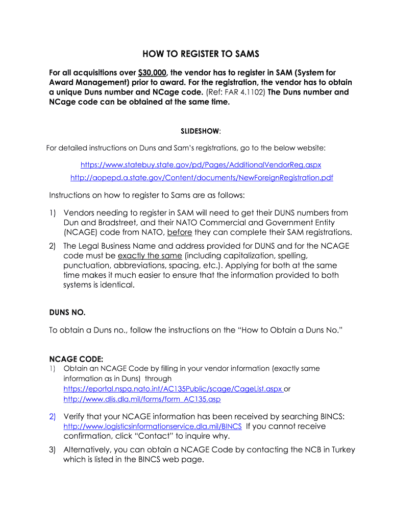 Fillable Online HOW TO REGISTER TO SAMS Fax Email Print - pdfFiller