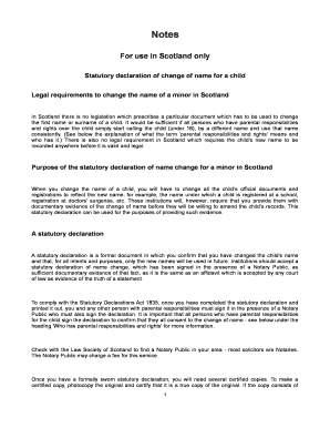 Fillable Online Statutory declaration of change of name for a child Fax ...