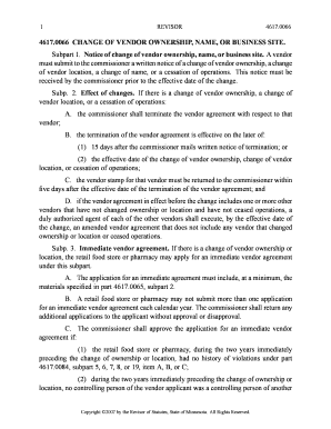 Fillable Online 0066 CHANGE OF VENDOR OWNERSHIP, NAME, OR BUSINESS SITE ...
