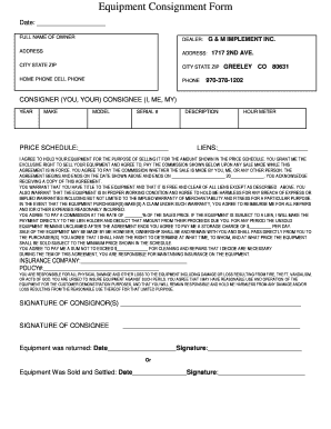 Fillable Online Equipment Consignment Form Fax Email Print - pdfFiller
