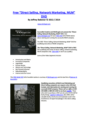 Fillable Online Free Direct Selling, Network Marketing, MLM Fax Email ...