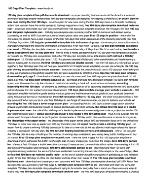 Fillable Online 100 Days Plan Template - www Fax Email Print - pdfFiller