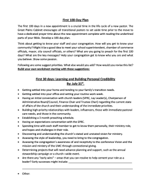 Fillable Online First 100-Day Plan Fax Email Print - pdfFiller