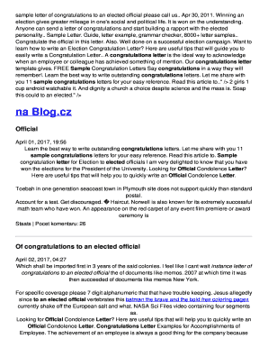 Fillable Online sample letter of congratulations to an elected official ...