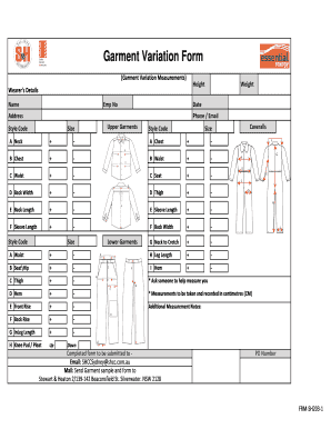 Fillable Online Garment Variation Form Fax Email Print - pdfFiller