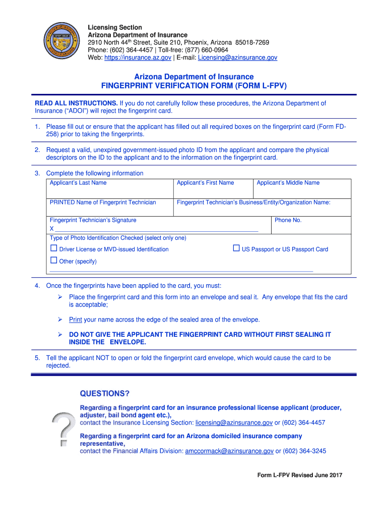 Fillable Online FINGERPRINT VERIFICATION FORM (FORM L-FPV) Fax Email ...