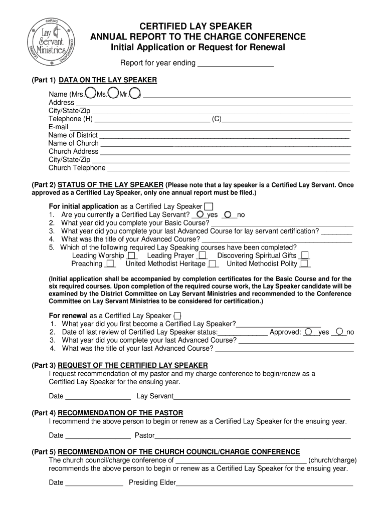 Fillable Online CERTIFIED LAY SPEAKER Fax Email Print - pdfFiller