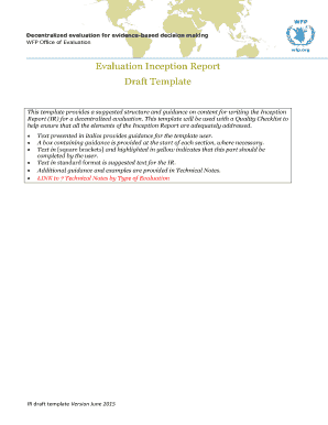 Fillable Online Evaluation Inception Report Fax Email Print - pdfFiller