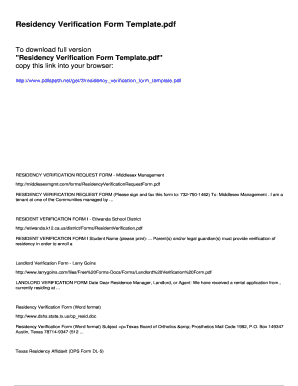 Fillable Online Residency Verification Form Template Fax Email Print - pdfFiller