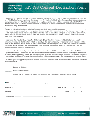 Fillable Online HIV Test Consent/Declination Form Fax Email Print ...