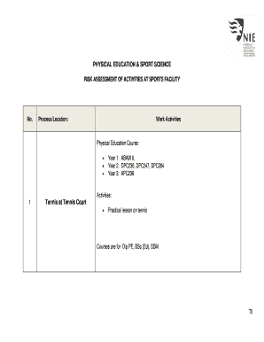Fillable Online RISK ASSESSMENT OF ACTIVITIES AT SPORTS FACILITY Fax Email Print - pdfFiller
